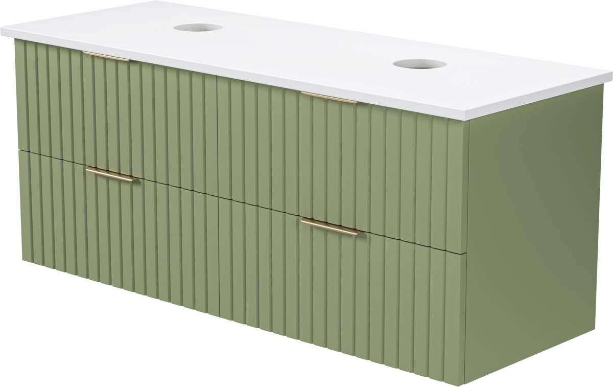 Matrix V-Groove 1200mm Wall Hung Vanity Double Bowl – Sage Green | LINSOL