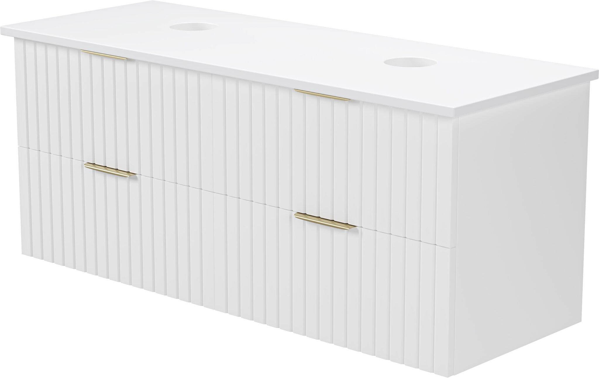 Matrix V-Groove 1200mm Wall Hung Vanity Double Bowl – Satin White | LINSOL