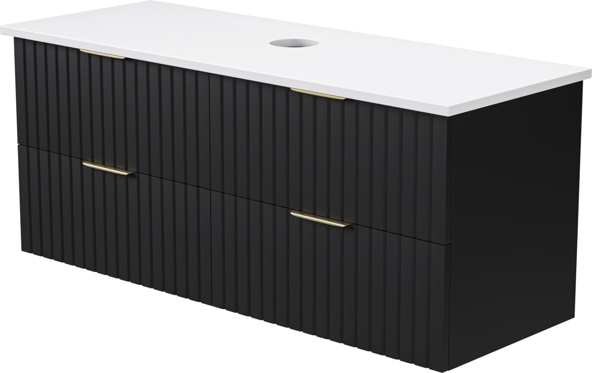 Matrix V-Groove 1200mm Wall Hung Vanity Single Bowl – Matte Black | LINSOL