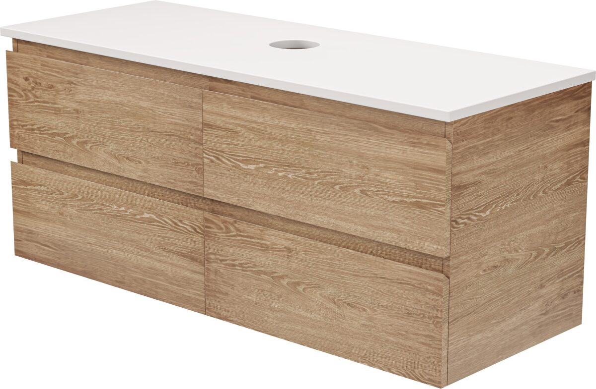 Oliver Timber Look 1200mm Wall Hung Vanity Single Bowl – Rural Oak | LINSOL