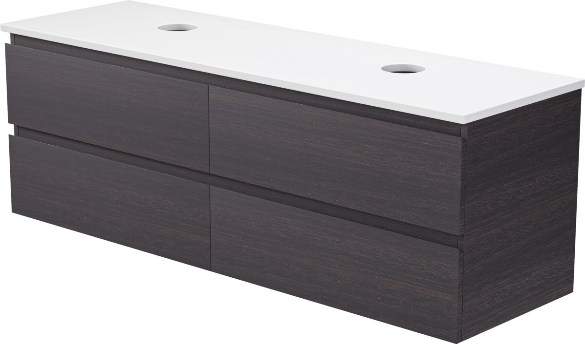 Oliver Timber Look 1500mm Wall Hung Vanity Double Bowl – Blackened Legno | LINSOL