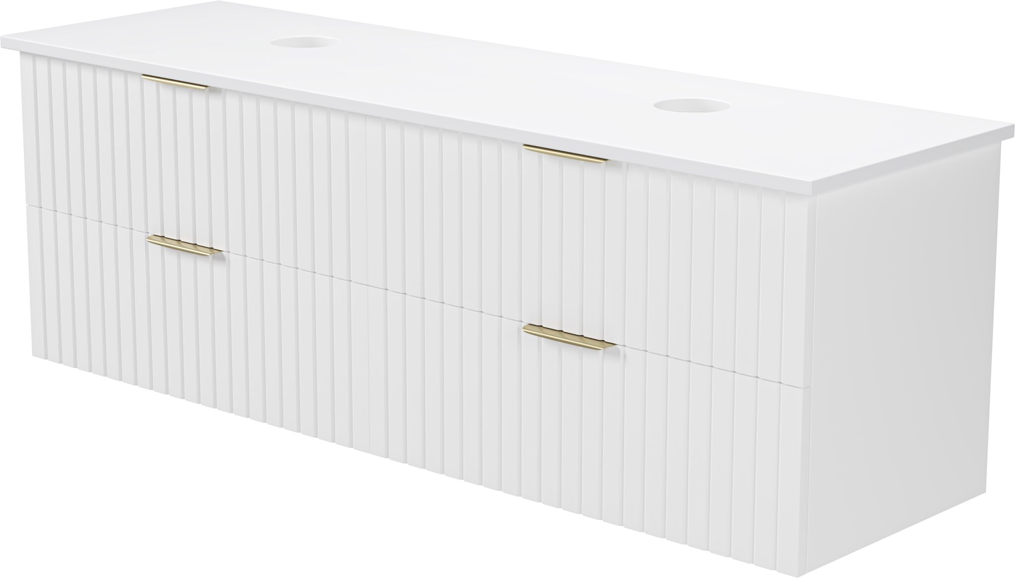 Matrix V-Groove 1500mm Wall Hung Vanity Double Bowl – Satin White | LINSOL