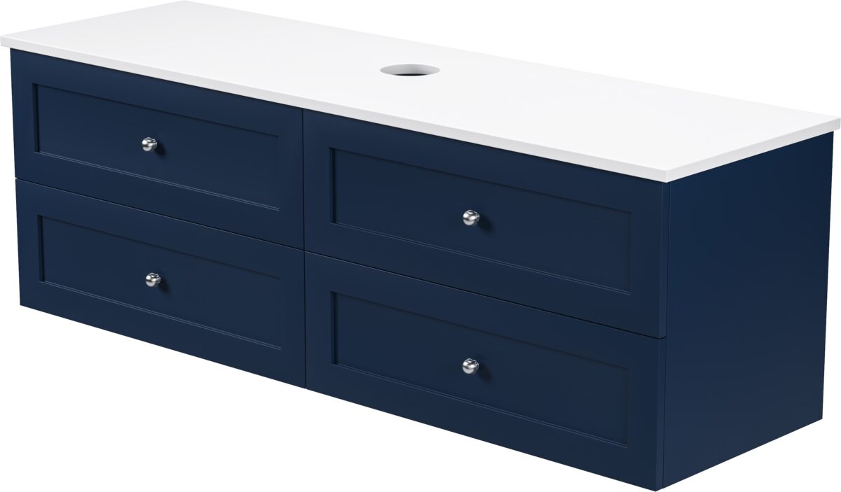 Heritage Shaker 1500mm Wall Hung Vanity Single Bowl – French Navy | LINSOL