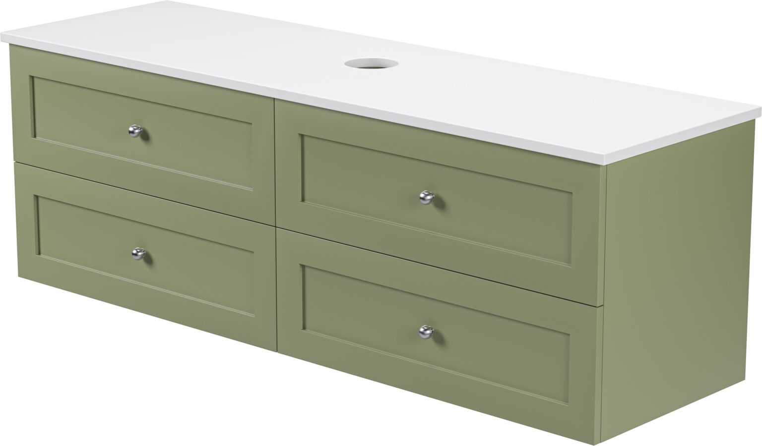 Heritage Shaker 1500mm Wall Hung Vanity Single Bowl – Sage Green | LINSOL