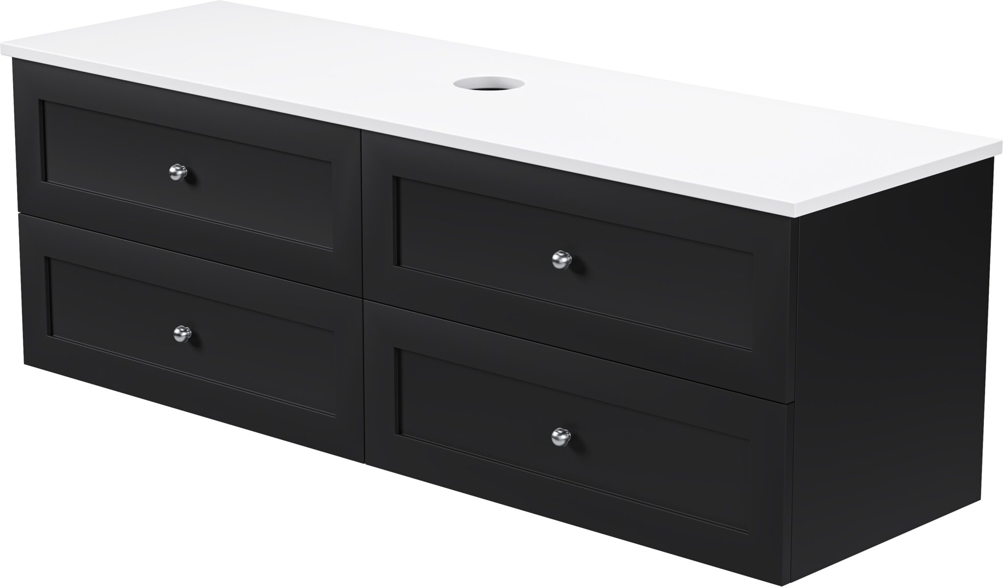 Heritage Shaker 1500mm Wall Hung Vanity Single Bowl – Matte Black | LINSOL