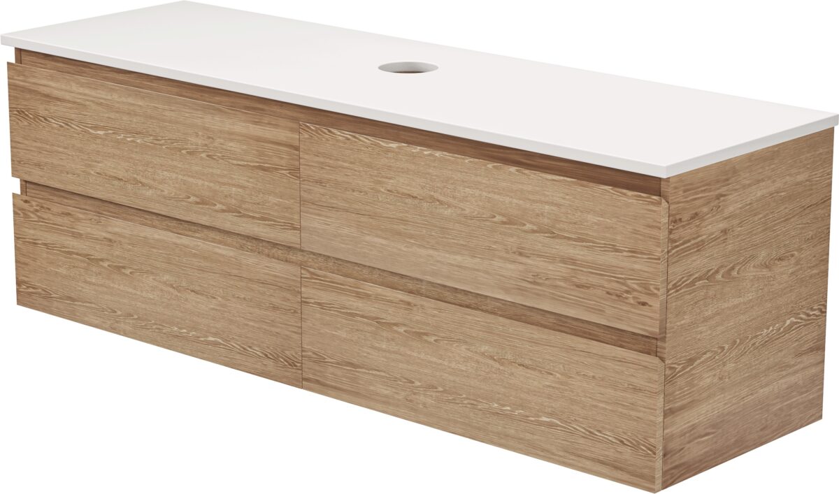 Oliver Timber Look 1500mm Wall Hung Vanity Single Bowl – Rural Oak | LINSOL