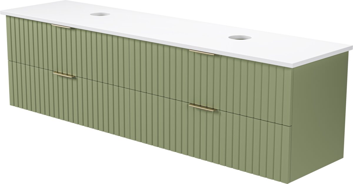 Matrix V-Groove 1800mm Wall Hung Vanity Double Bowl – Sage Green | LINSOL