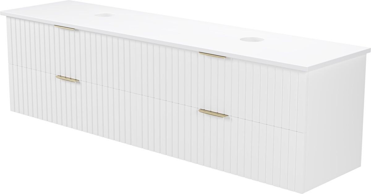 Matrix V-Groove 1800mm Wall Hung Vanity Double Bowl – Satin White | LINSOL