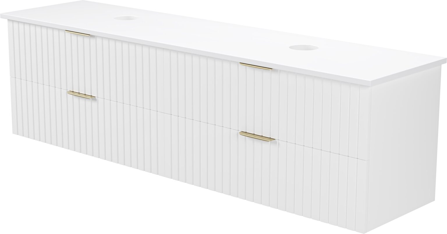 Matrix V-Groove 1800mm Wall Hung Vanity Double Bowl – Satin White | LINSOL