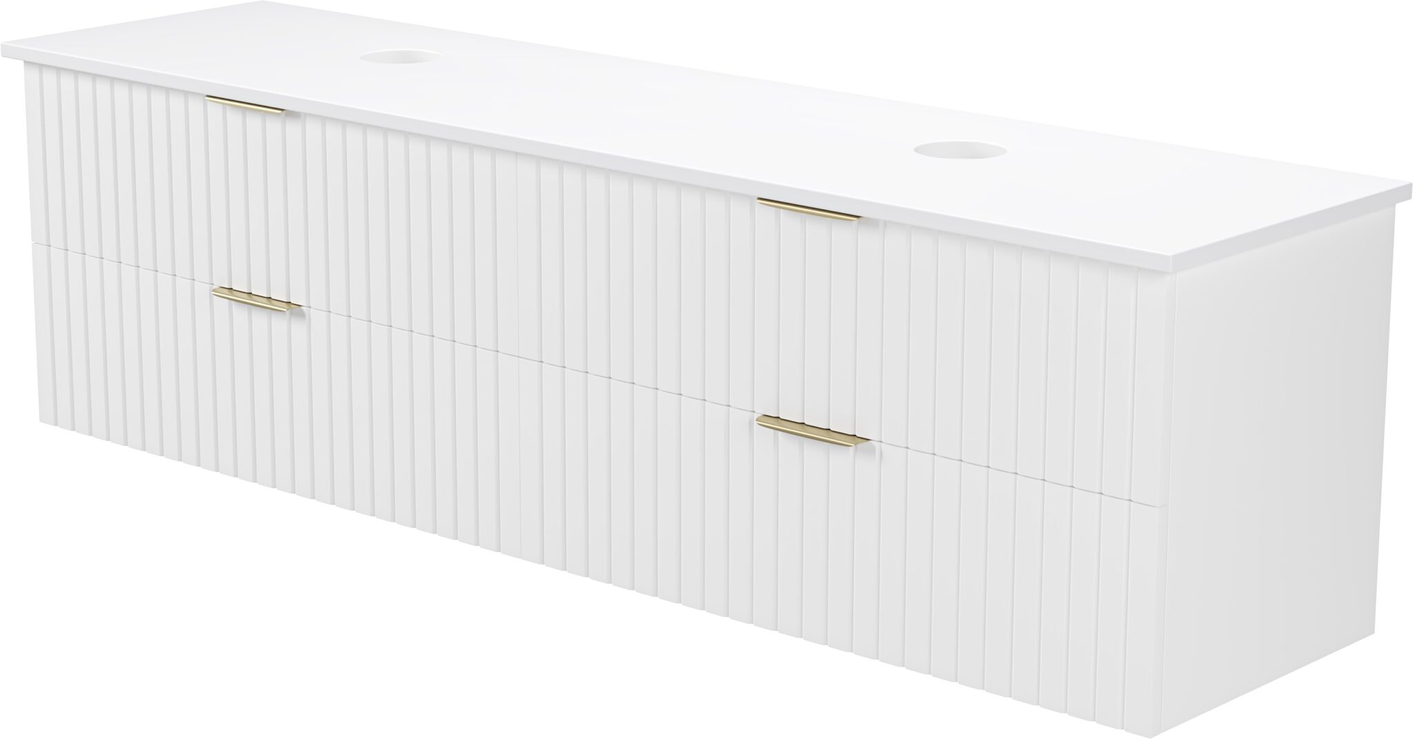 Matrix V-Groove 1800mm Wall Hung Vanity Double Bowl – Satin White | LINSOL