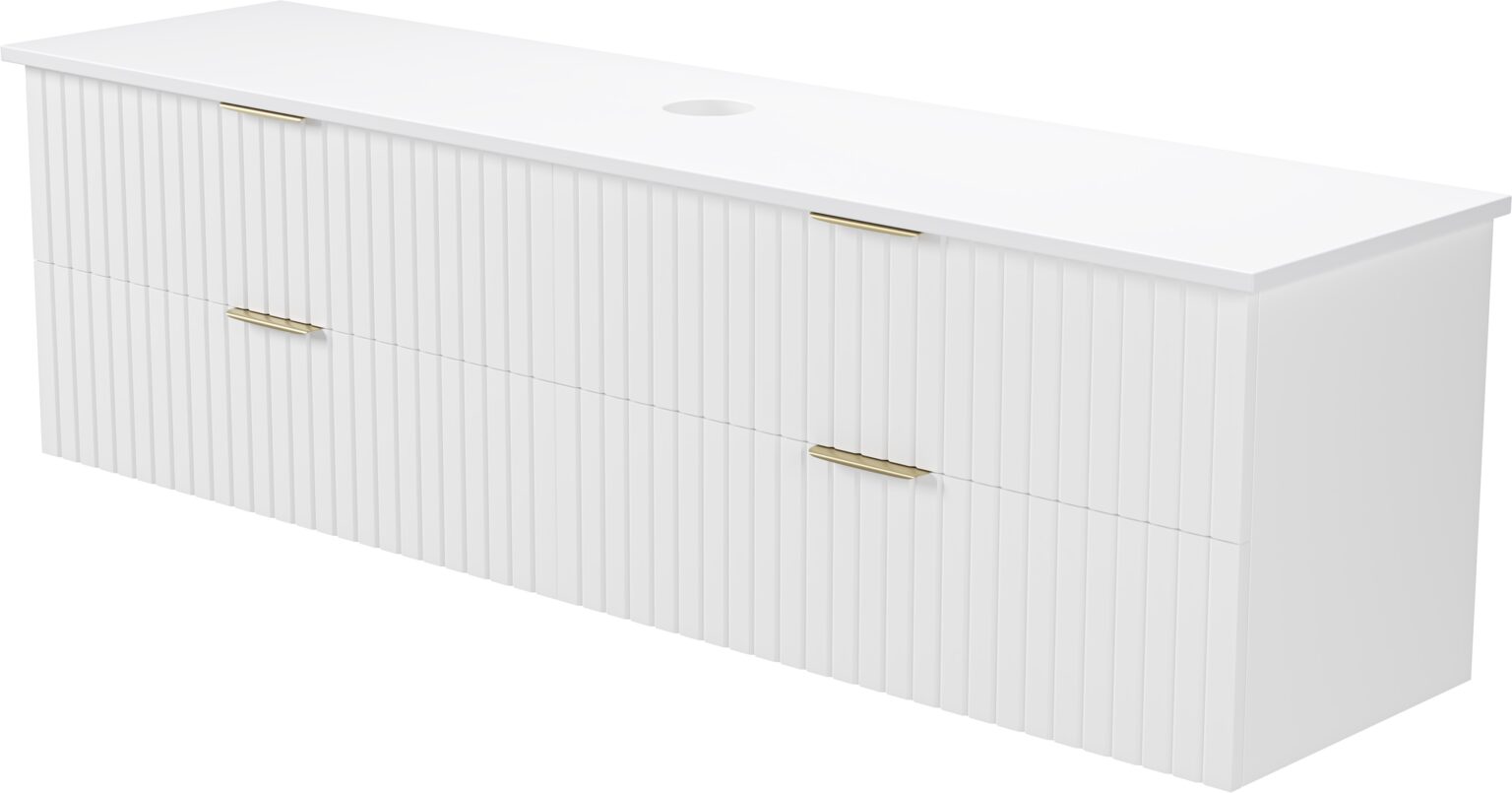 Matrix V-Groove 1800mm Wall Hung Vanity Single Bowl – Satin White | LINSOL
