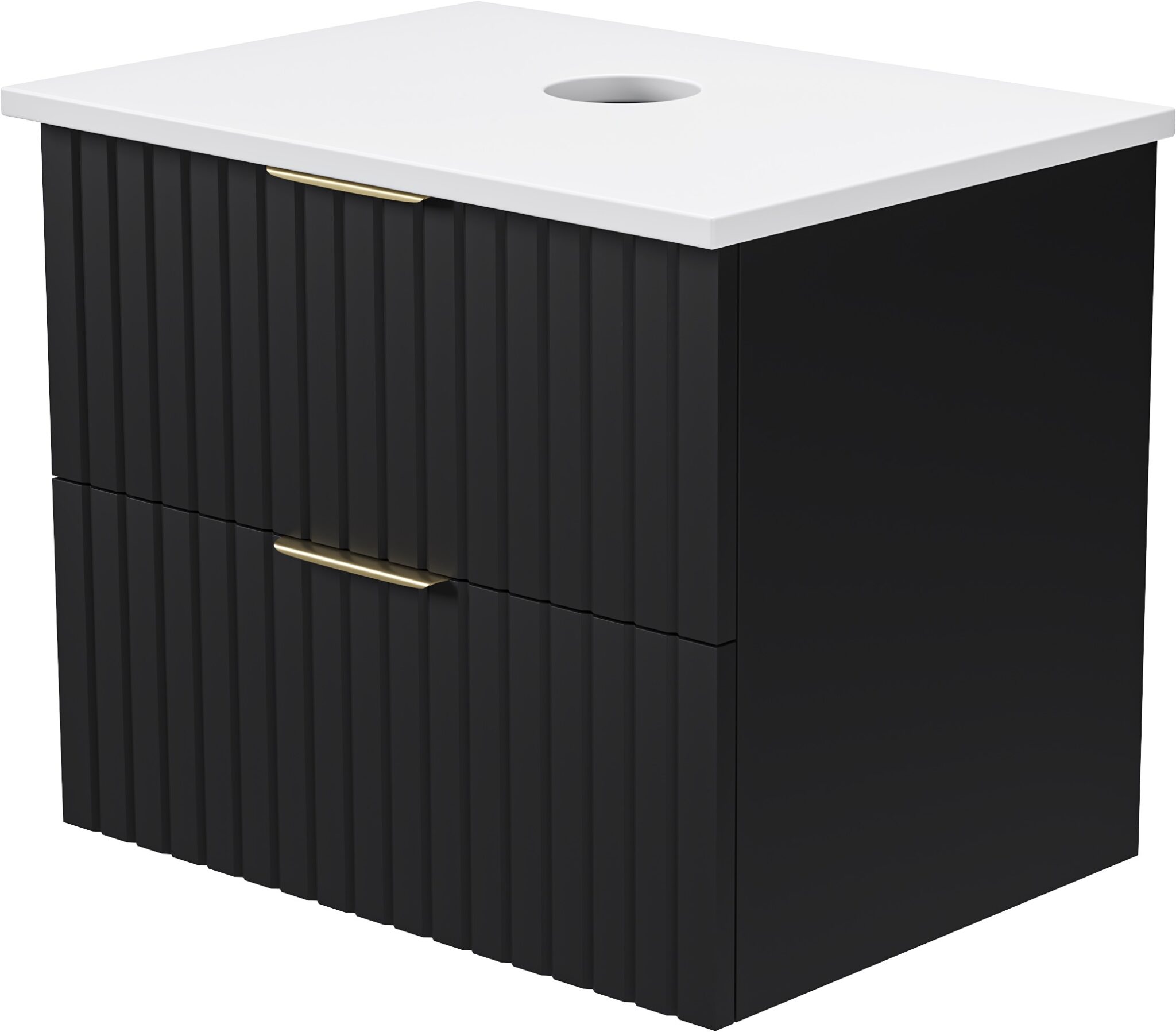 Matrix V-Groove 600mm Wall Hung Vanity – Matte Black | LINSOL