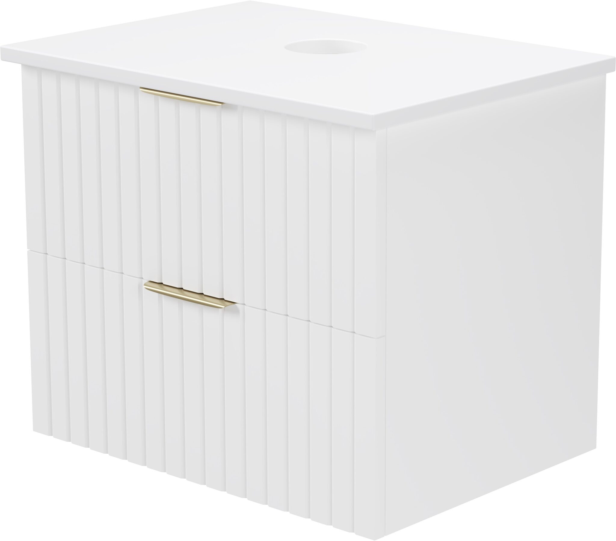 Matrix V-Groove 600mm Wall Hung Vanity – Satin White | LINSOL
