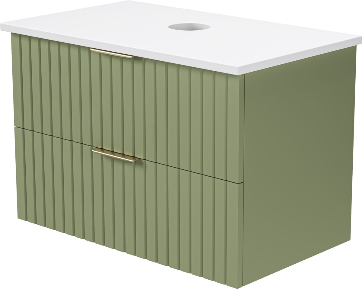 Matrix V-Groove 750mm Wall Hung Vanity – Sage Green | LINSOL