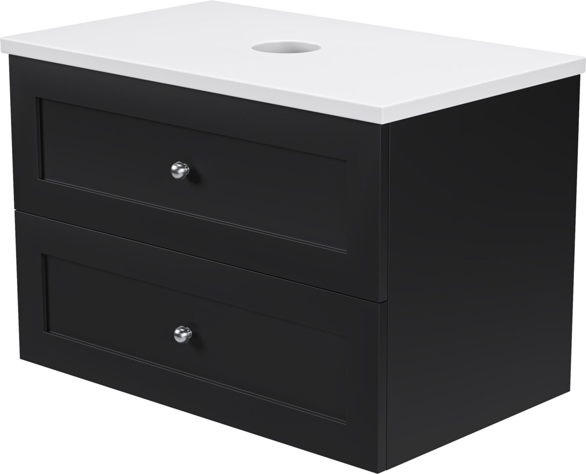 Heritage Shaker 750mm Wall Hung Vanity – Matte Black | LINSOL