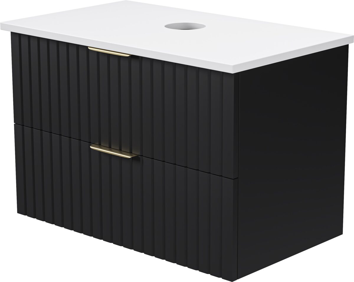 Matrix V-Groove 750mm Wall Hung Vanity – Matte Black | LINSOL
