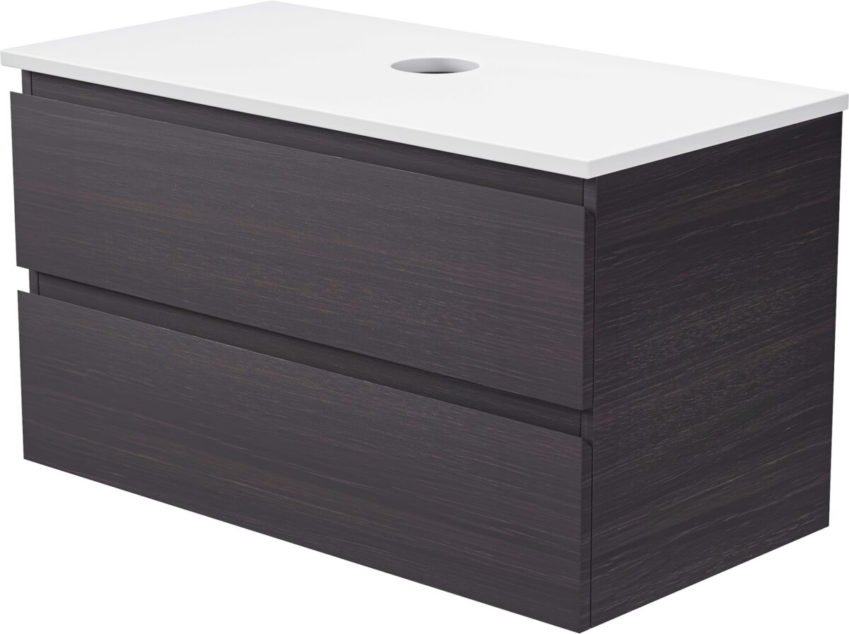 Oliver Timber Look 900mm Wall Hung Vanity – Blackened Legno | LINSOL