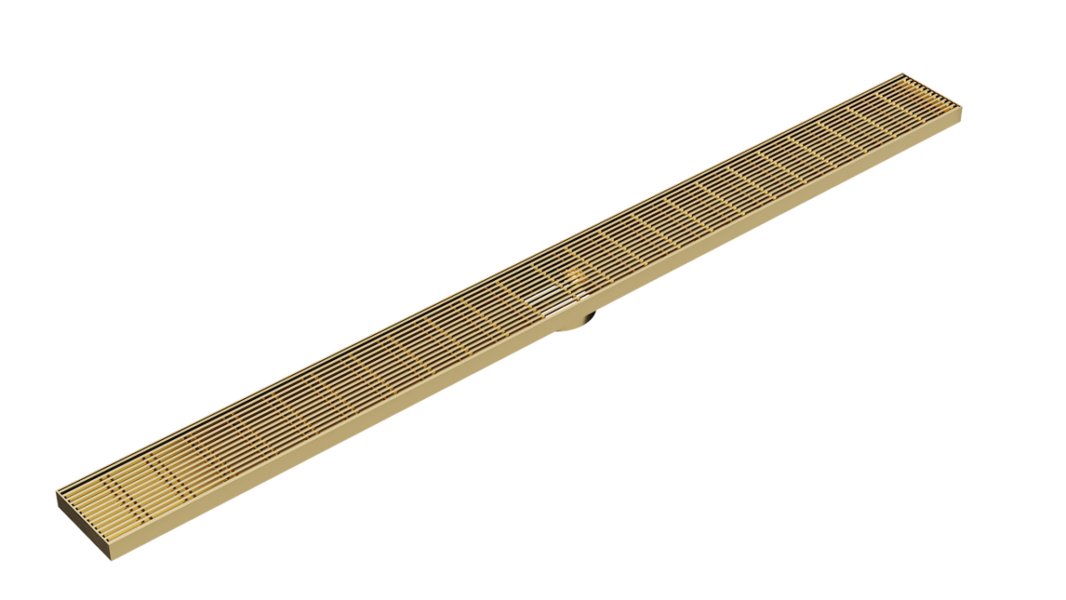 Ezyflow 1500mm Heelguard Linear Waste DN44 – Brushed Brass | LINSOL