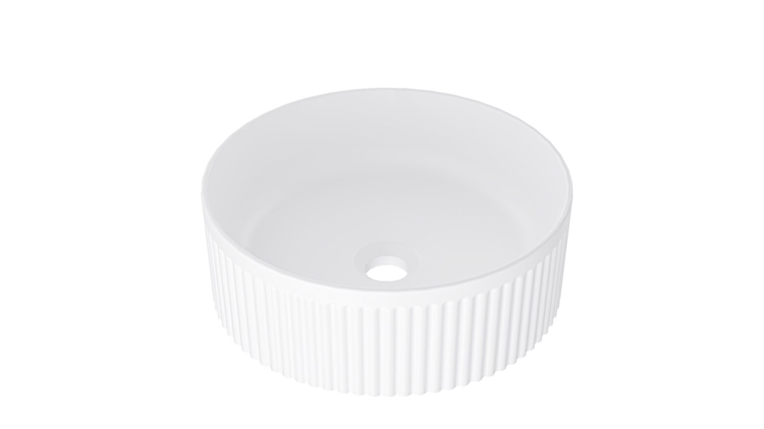 Infinity 370mm Round Above Counter Fluted Basin – Matte White | LINSOL