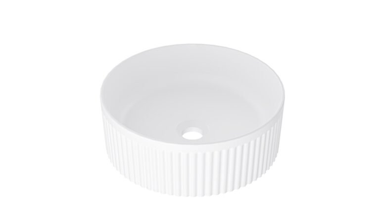 Infinity 370mm Round Above Counter Fluted Basin – Matte White | LINSOL