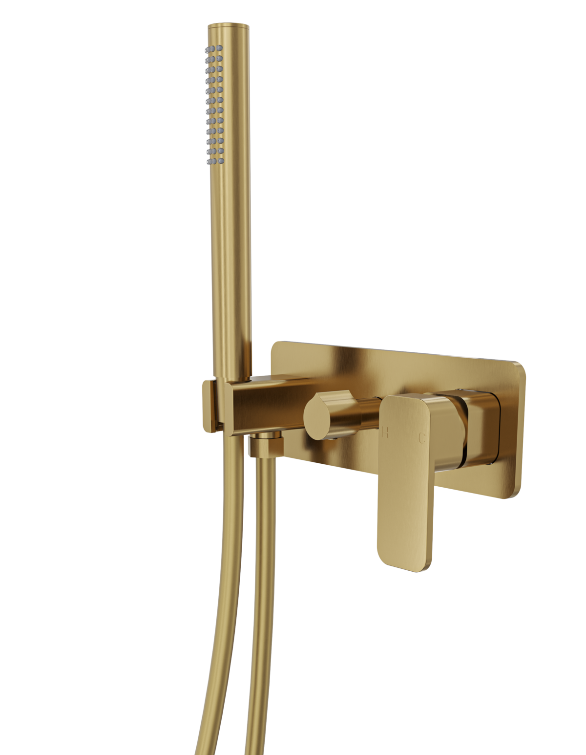 Zia Wall Mixer with Hand Shower – Brushed Brass | LINSOL
